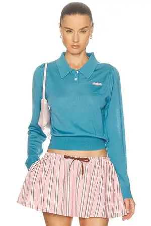 Sandy Liang Polo Sweater With Faux Pocket Detail