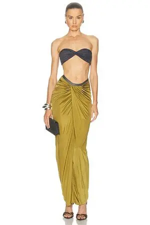 Atlein Pleated Draped Crop Top