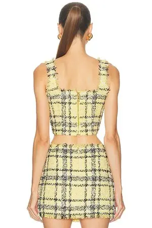 Balmain Glitter Tweed Tartan Cropped Top