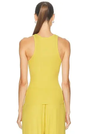 Eterne High Neck Fitted Tank Top - Saffron