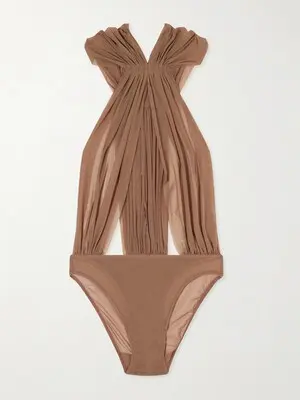 Rick Owens Miami Gathered Cotton-jersey Bodysuit - Neutrals