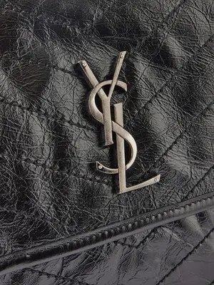 Saint Laurent Niki Medium Crinkled Glossed-leather Shoulder Bag - Black