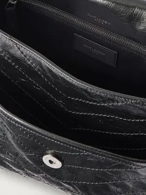 Saint Laurent Niki Medium Crinkled Glossed-leather Shoulder Bag - Black