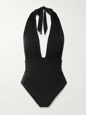 Max Mara Halterneck Plunge Swimsuit - Black