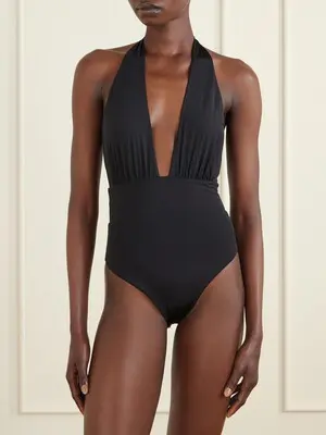Max Mara Halterneck Plunge Swimsuit - Black