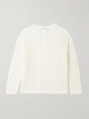 Max Mara Crocheted Cotton Sweater - White