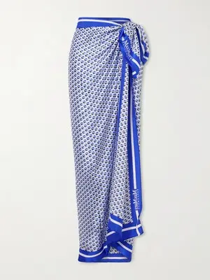 Max Mara Spuma Printed Silk Pareo - Blue