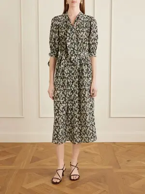 Maison Mayle Lala Patterned Silk-crepe Midi Dress