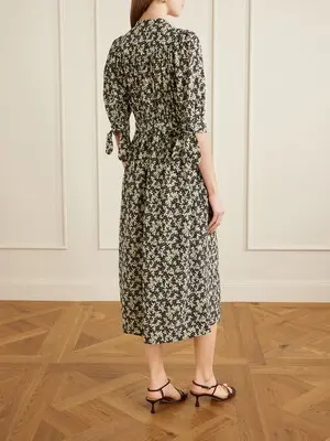 Maison Mayle Lala Patterned Silk-crepe Midi Dress