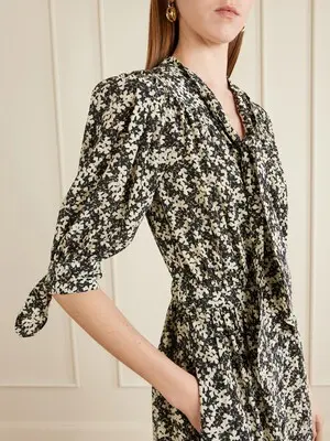 Maison Mayle Lala Patterned Silk-crepe Midi Dress