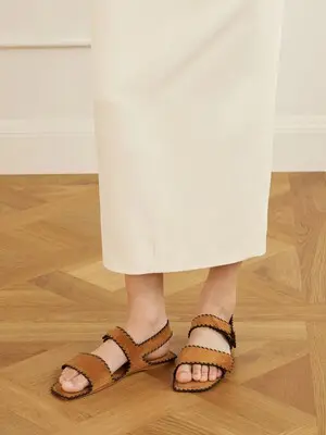 Khaite Boden Whipstitched Suede Sandals - Brown