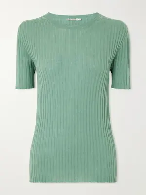KALLMEYER Ribbed-knit Merino Wool T-shirt - Green