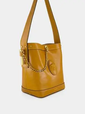 Versace Pivot Small Leather Bucket Bag - Brown