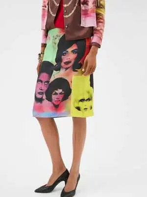 Versace Printed Silk Twill Pencil Skirt - Multicolour