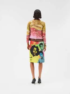 Versace Printed Silk Twill Pencil Skirt - Multicolour