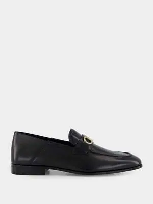 FERRAGAMO Leather Moccasin Loafers - Grey