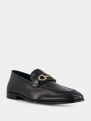 FERRAGAMO Leather Moccasin Loafers - Grey