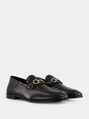 FERRAGAMO Leather Moccasin Loafers - Grey