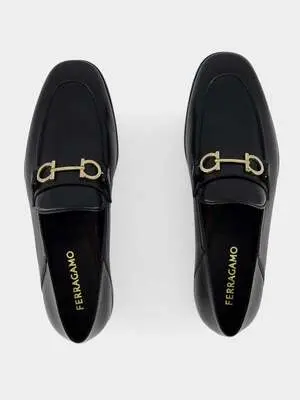 FERRAGAMO Leather Moccasin Loafers - Grey