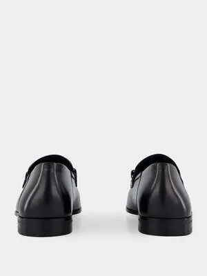 FERRAGAMO Leather Moccasin Loafers - Grey
