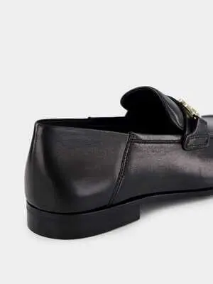 FERRAGAMO Leather Moccasin Loafers - Grey