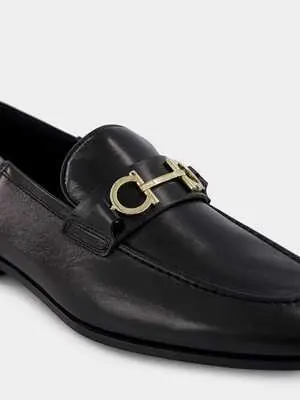 FERRAGAMO Leather Moccasin Loafers - Grey