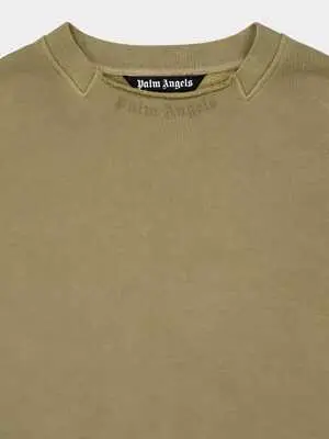 Palm Angels Army Curved Logo Sweatshirt - Green