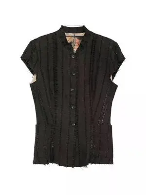 Masnada Button Jacket With Frayed Trim