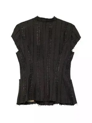 Masnada Button Jacket With Frayed Trim