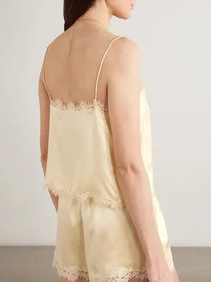 DÔEN Loure Lace-trimmed Silk-satin Top - Multi