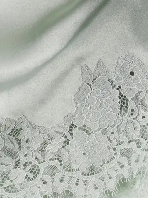 DÔEN Giuliette Floral-print Silk-charmeuse Skirt With Lace Trim - Gray