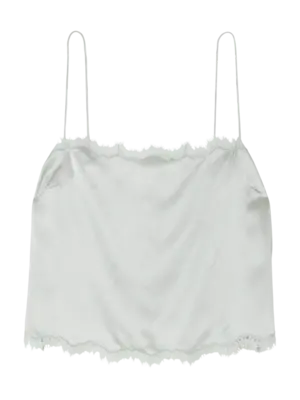 DÔEN Loure Lace-trimmed Silk-satin Top - Gray