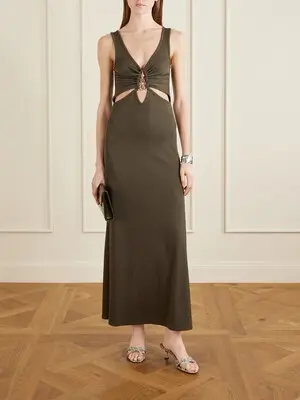 Christopher Esber Droplet Embellished Cut-out Ribbed-jersey Midi Dress