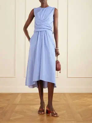 Altuzarra Penny Striped Cotton Midi Dress - Blue