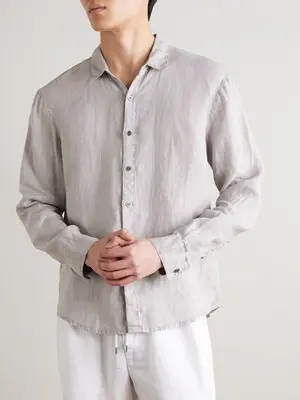 JAMES PERSE Garment-dyed Linen Shirt - Gray