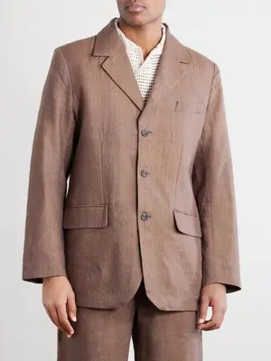 KARTIK RESEARCH Linen And Wool-blend Suit Jacket