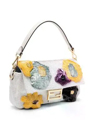 Fendi Baguette Sunny Side Flowers Sequin-embellished Shoulder Bag