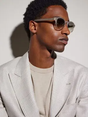 Brunello Cucinelli Round-frame Acetate Sunglasses - Neutrals