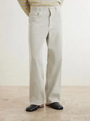 Auralee Wide-leg Garment-dyed Cotton-corduroy Trousers - Neutrals