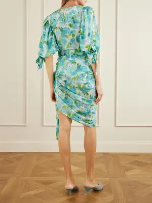 Chloé Draped Floral-print Mini Dress - Blue