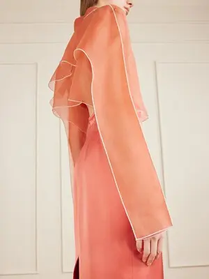 Khaite Fritz Cropped Layered Silk-organza Shirt - Orange