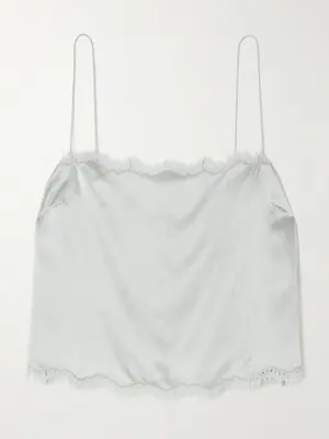 DÔEN Loure Lace-trimmed Silk-satin Top - Gray