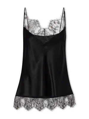 Carine Gilson Lace-trimmed Silk-satin Camisole - Black