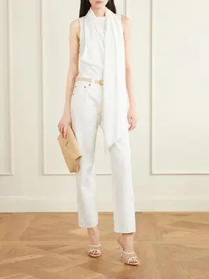 Paris Texas Lidia 105 Straw Mules With Leather Trim
