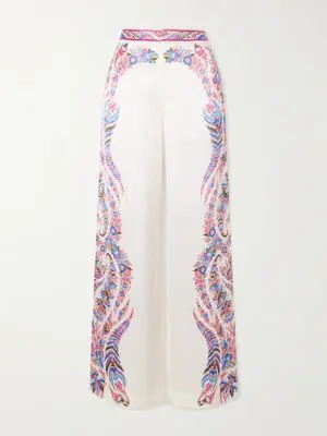Etro Floral-print Wide-leg Crepe Trousers