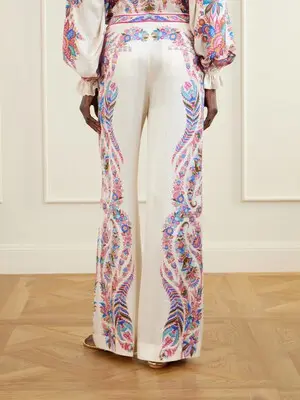 Etro Floral-print Wide-leg Crepe Trousers