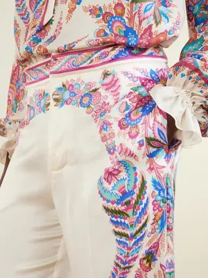 Etro Floral-print Wide-leg Crepe Trousers