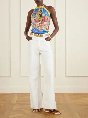 Etro Paisley-print Silk-twill Halterneck Top - Multi