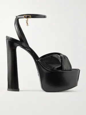 Saint Laurent Franciane Leather Platform Sandals - Black