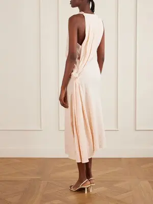 Victoria Beckham Twisted Floral-jacquard Silk Midi Dress - Pink